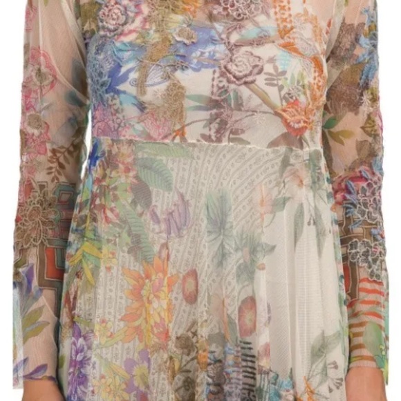 Johnny Was | Dresses | Johnny Was Alyeshka Mesh Midi Dress In A Florar ...
